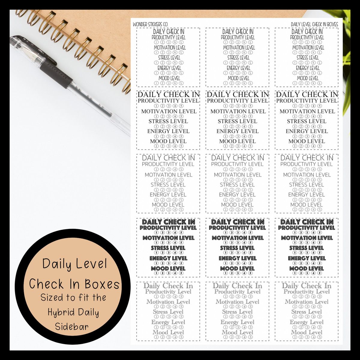 Daily Level Check In Boxes – Wonder Stickers Co.