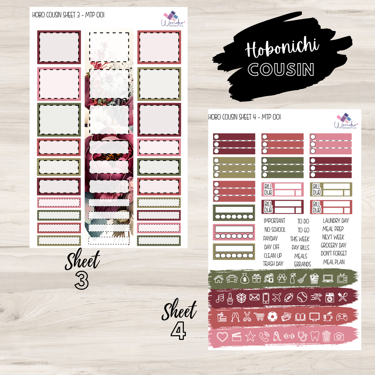 Hobonichi Cousin MTP 001 Sticker Kit – Wonder Stickers Co.