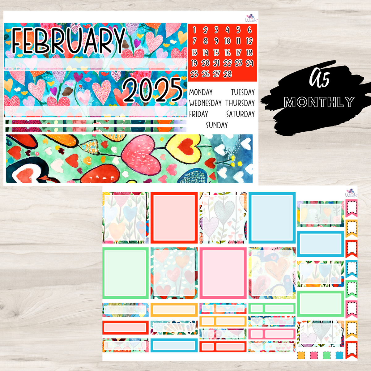 A5 Monthly Sticker Kit - February 2025 – Wonder Stickers Co.