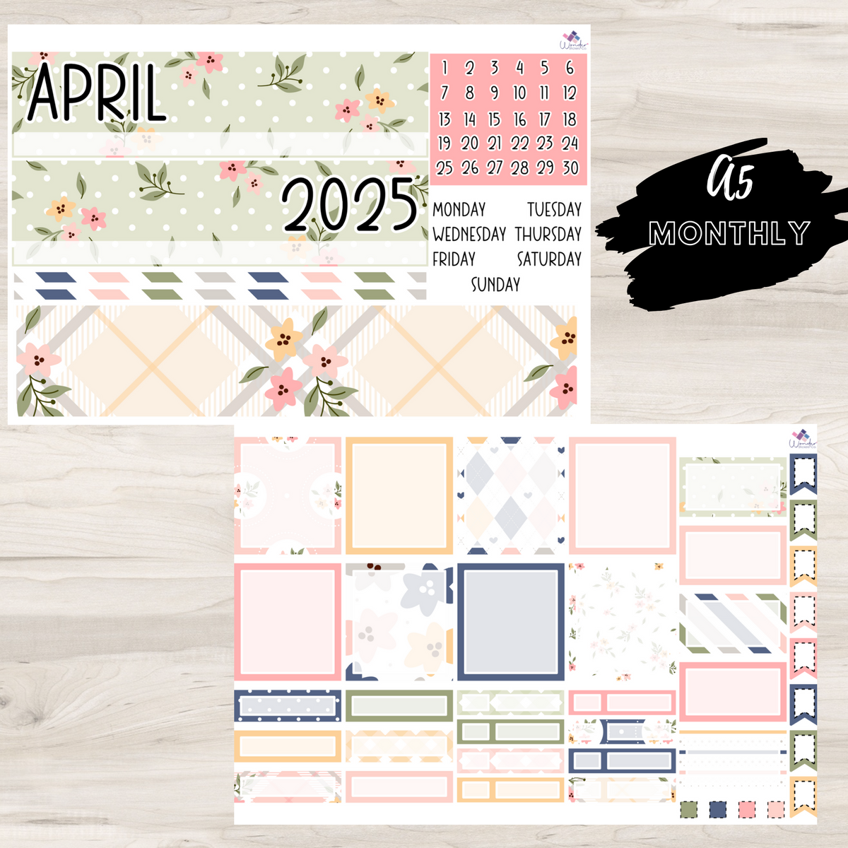 A5 Monthly Sticker Kit - April 2025 – Wonder Stickers Co.