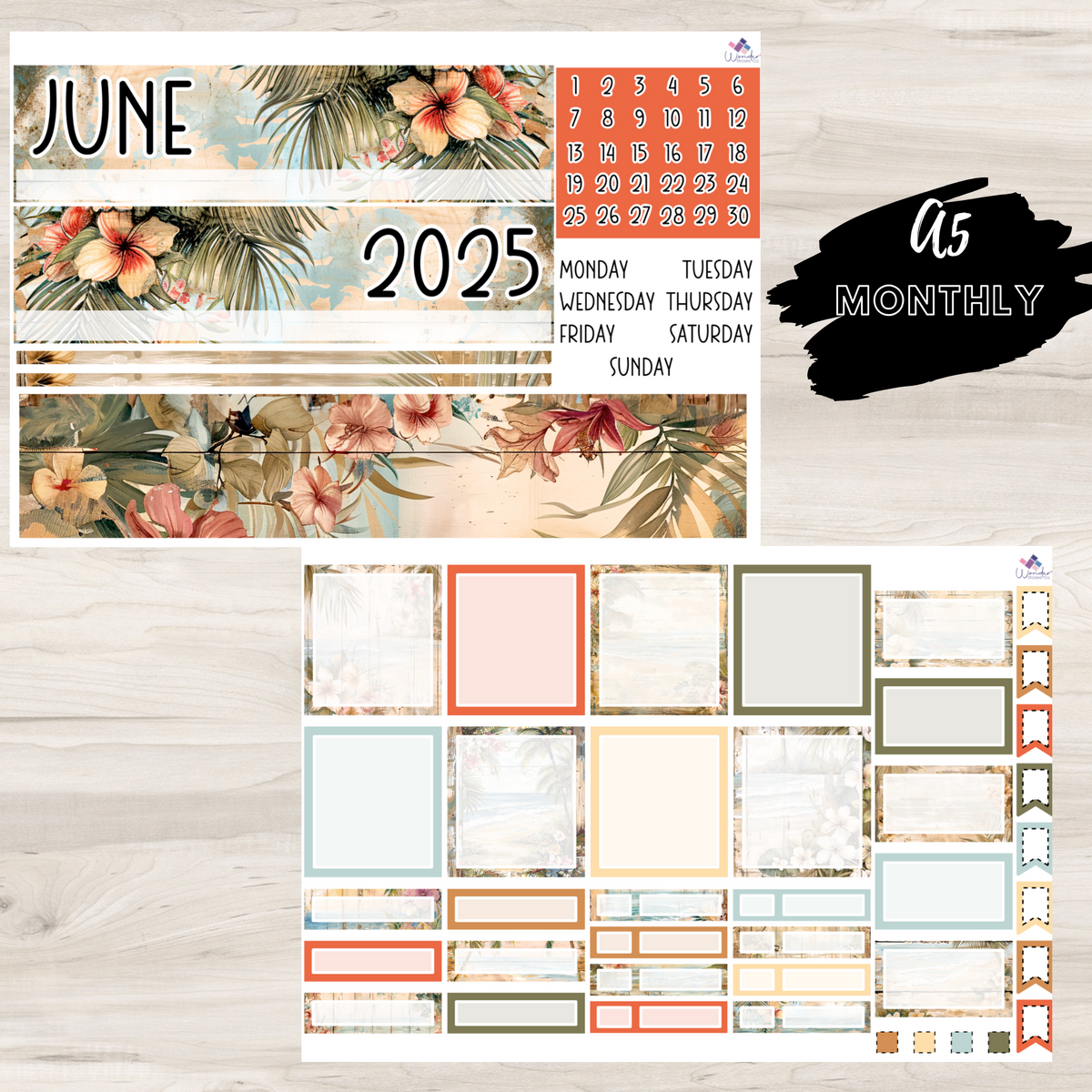 A5 Monthly Sticker Kit - June 2025 – Wonder Stickers Co.