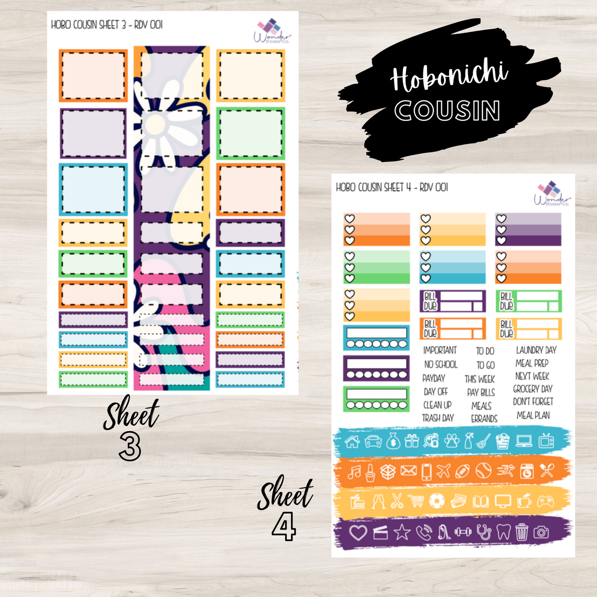 Hobonichi Cousin RDV 001 Sticker Kit – Wonder Stickers Co.