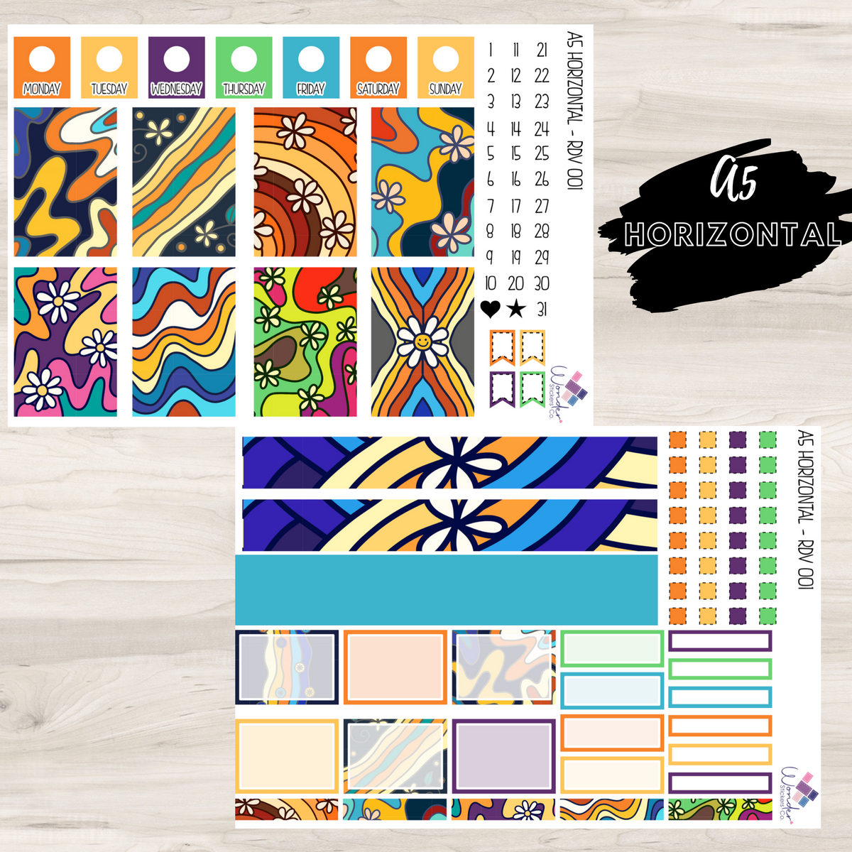 A5 Horizontal RDV 001 Sticker Kit – Wonder Stickers Co.