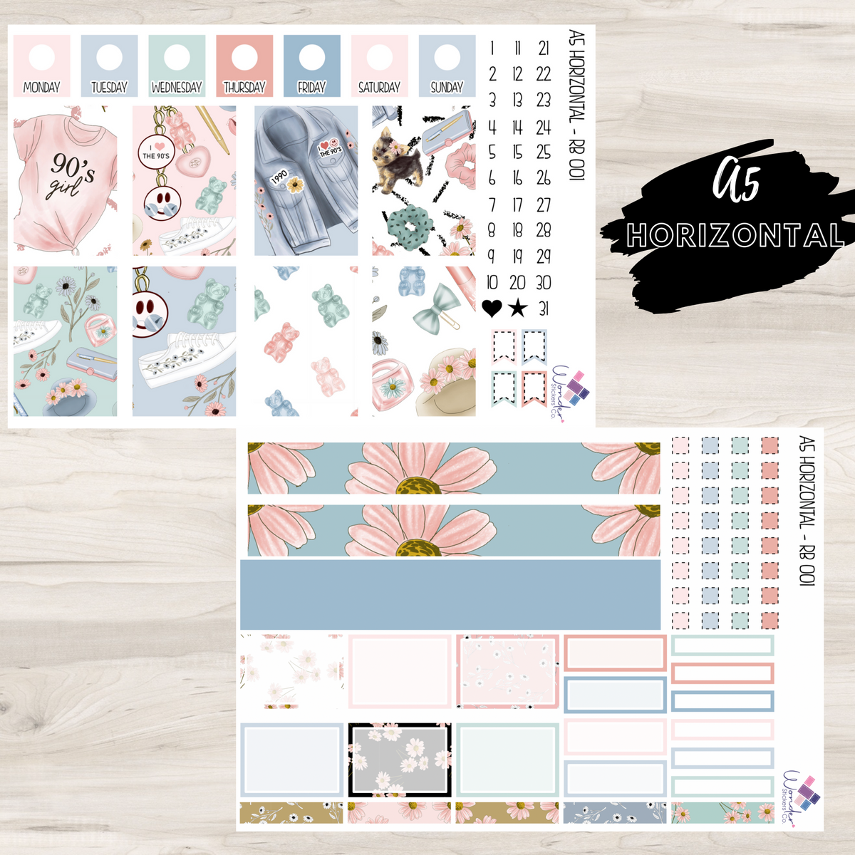 A5 Horizontal RB 001 Sticker Kit – Wonder Stickers Co.