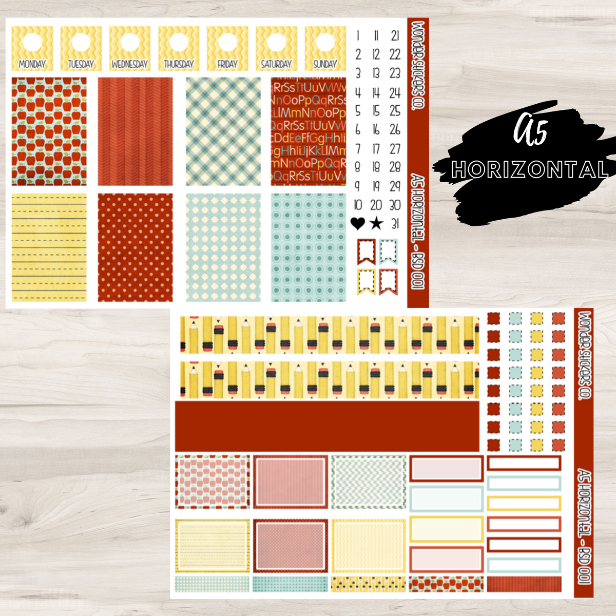 A5 Horizontal BSD 001 Sticker Kit – Wonder Stickers Co.