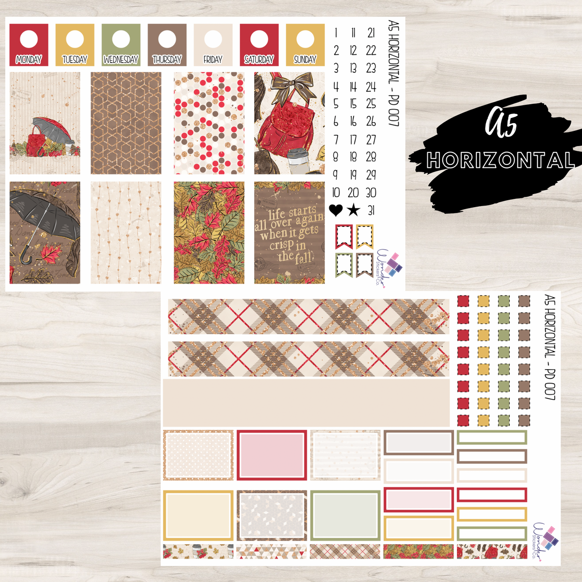 A5 Horizontal PD 007 Sticker Kit – Wonder Stickers Co.