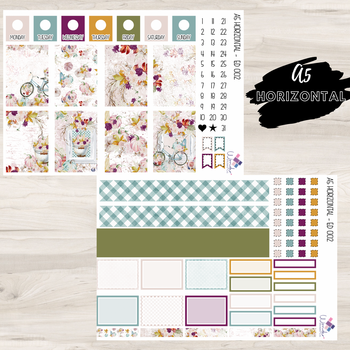 A5 Horizontal ED 002 Sticker Kit – Wonder Stickers Co.